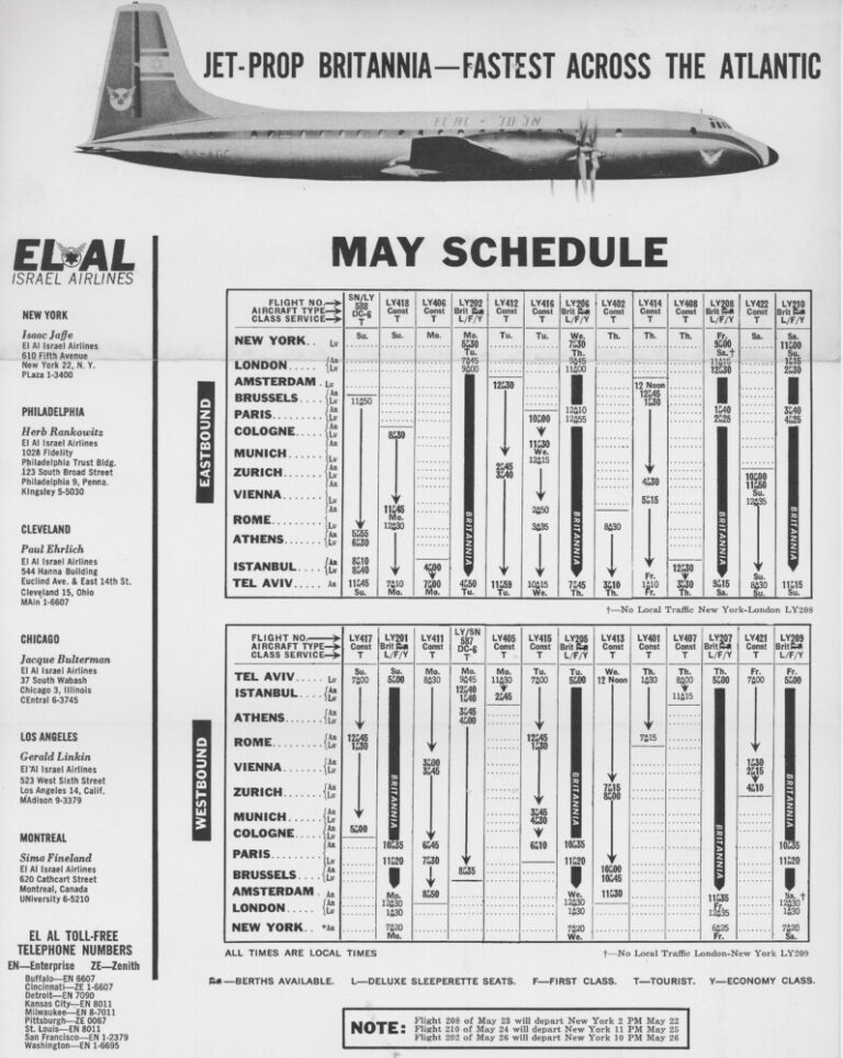 EL AL Timetables | Israel Airline Museum